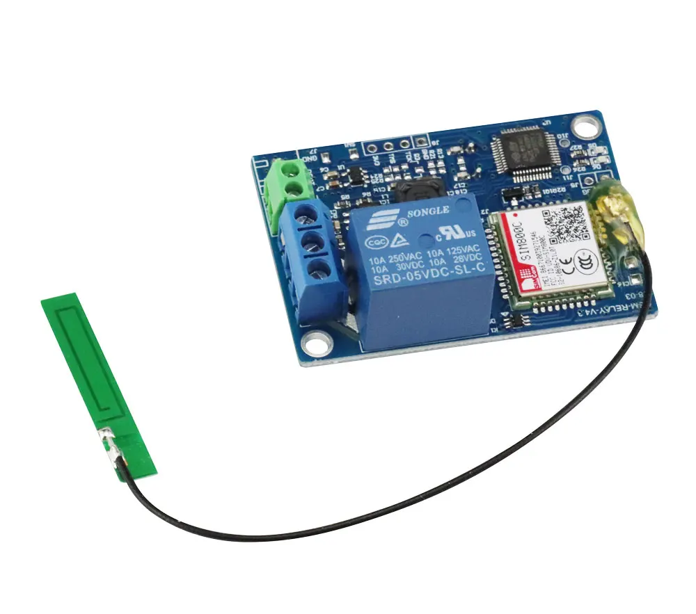 Aihasd 1 Channel Relay Module SMS GSM Remote Control Switch SIM800C ...