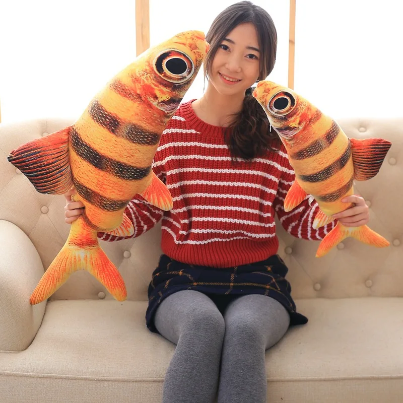3D Realistic Yellow Croaker Stuffed Dolls Creative Fish Shape PP Cotton ...