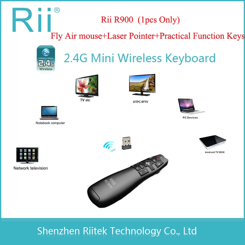 2.4ghz Gyro Sensing Rii R900 Mini Wireless Air Mouse Keyboard Laser ...