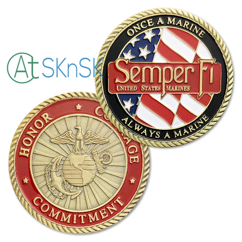 Wholesale fashion army coin USMC Honor Courage Commitment commemorative ...