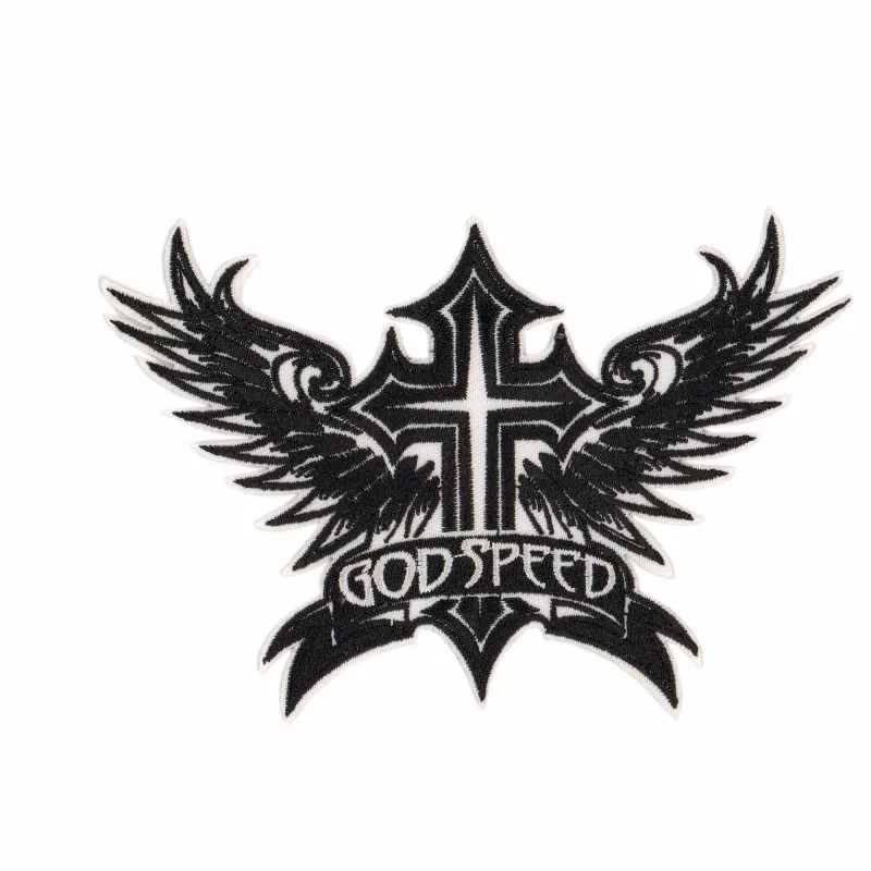 Small Size Cross Wings Punk Embroidered Iron On Patches For Clothing ...