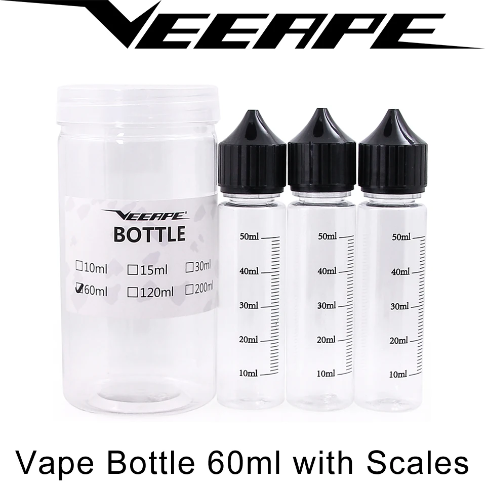 3pcs/box Veeape Vape Bottle 60ML with Scales Empty Plastic Dropper ...