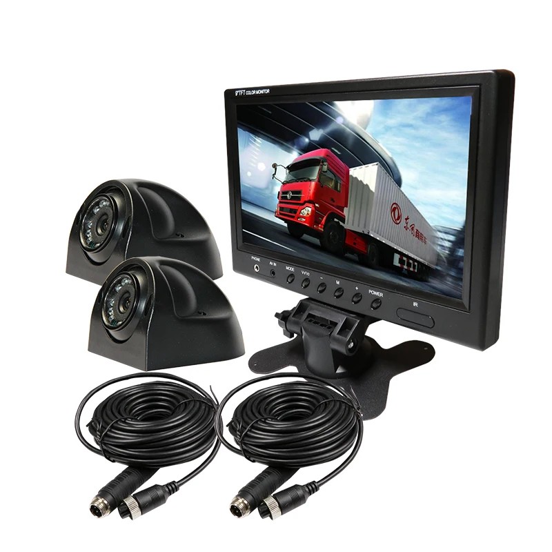 FREE SHIPPING 12V 9" Color LCD Car Monitor 2 CH Video View Kit + 2 ...