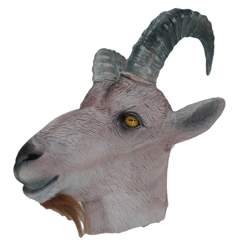 New Arrive Realistic Sheep Mask Full Head Halloween Ram Costume Party ...