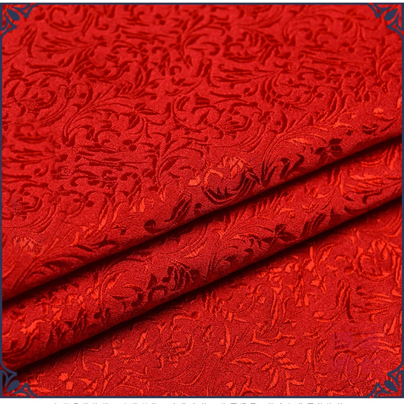 75x100cm 메탈릭 자카드 브로케이드 원단 레드 밀 플로랄 패턴 3d 자카드 원사 염색 원단 여성 코트 드레스 스커트