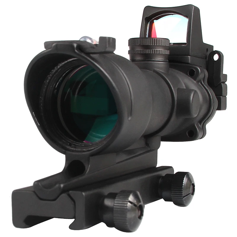 Tactical Hunting Rifle Scope Optic Sight Airsoft Green Red Fiber ACOG ...