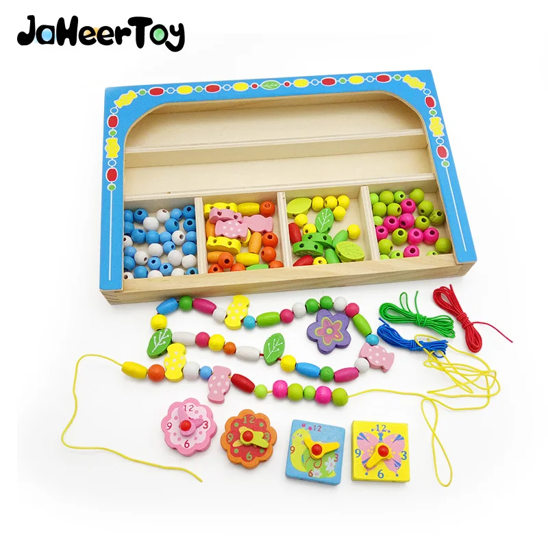 YLB Baby Wooden Toys Creature Blocks Bead Beaded Chain Montessori ...