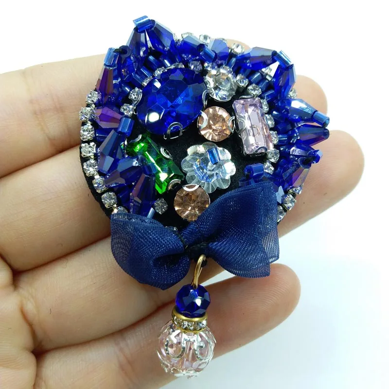 3d 수제 크리스탈 구슬 패치 의류용 세로 꽃 장식 조각 구슬 장식 패치 라인석 꽃 아플리케beaded Patches