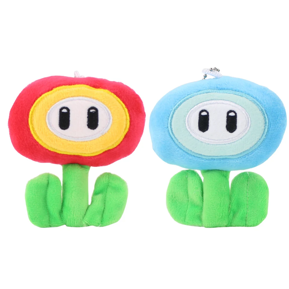 2 Styles Anime Cartoon Plush Toy Fire Flower Ice Flower Red Blue ...