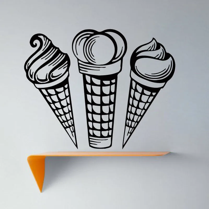 Three Ice Cream Wall Sticker Removable Art Vinyl Decals Kitchen Home ...