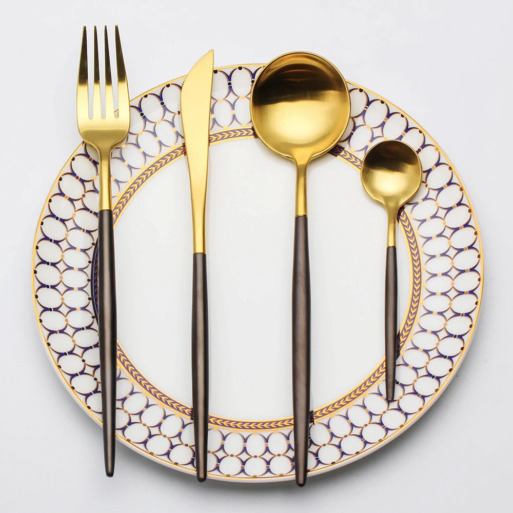 Aliexpress Buy 24 Pieces Titanium Gold Dinnerware Set 304 Aliexpress Buy 24 Pieces Titanium Gold Dinnerware Set 304