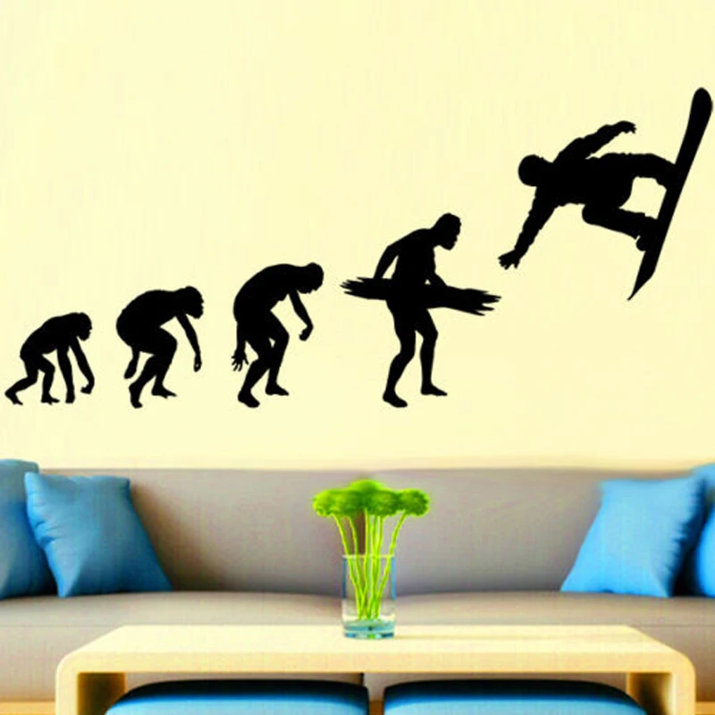 Sport Evolution Homo Sapiens Surf Wall Stickers for Living Room Art ...