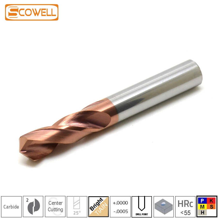6mm (6D*60L) HRC55 Carbide Drill Bits Micro grain solid Tungsten ...
