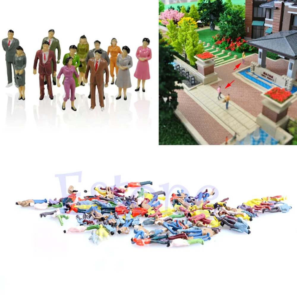 100pcs 1:100 Building Layout Model People Train Ho Scale Painted Figure ...