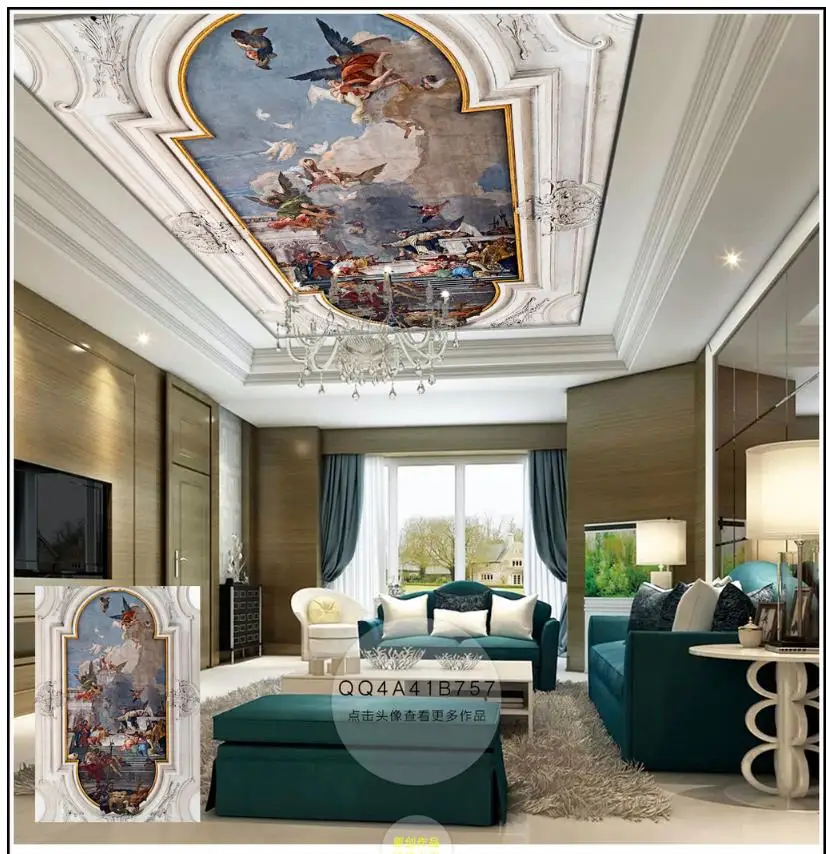 Custom-3D-wallpaper-3d-ceiling-wallpaper-European-style-hand-painted ...