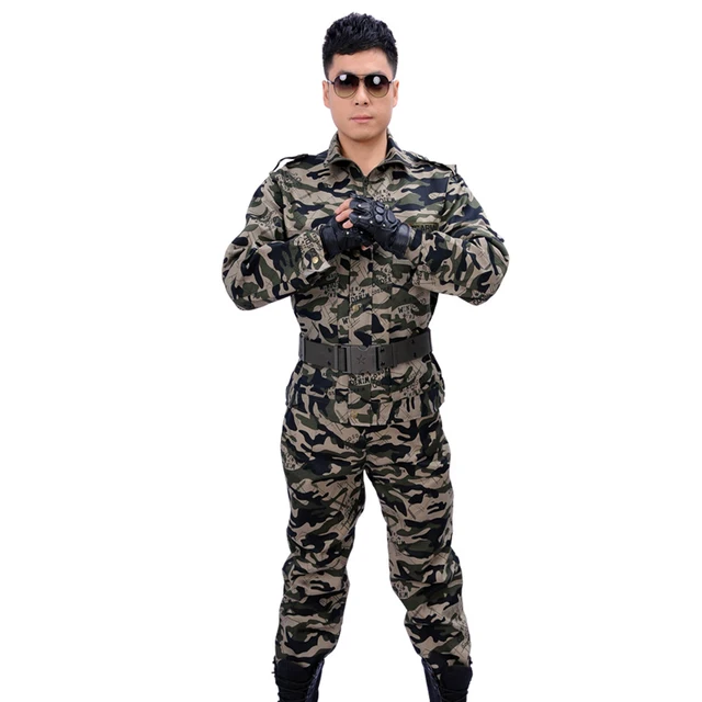 2019 Men Military Clothes Sets 2pcs Top+pants Camouflage Suit 100% ...