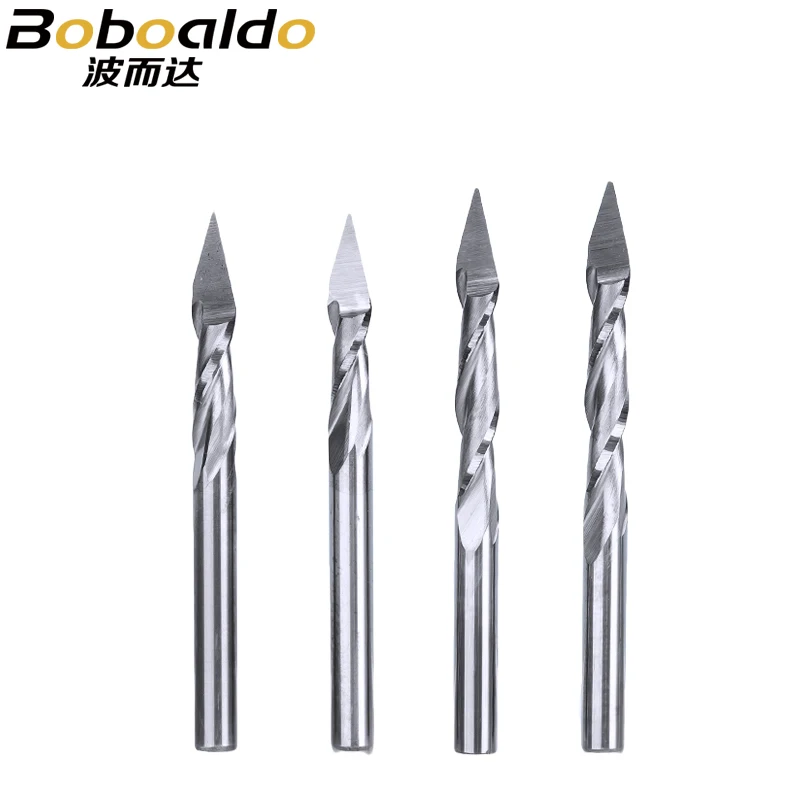 10pc/lot 3.175mm 2 Flute Spiral Pyramid engraving bits wood CNC router ...