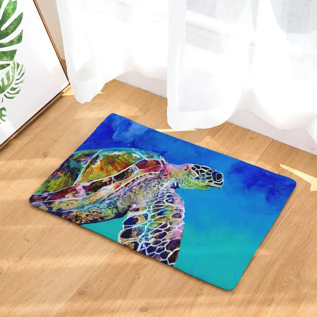 New Arrival Ocean Style Sea turtle Throw Floor Mat Home Decor Printed ...
