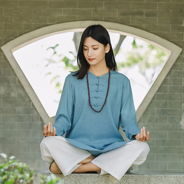 Chinese Style Zen Meditation Clothing Women's Cotton and Linen Yoga ...