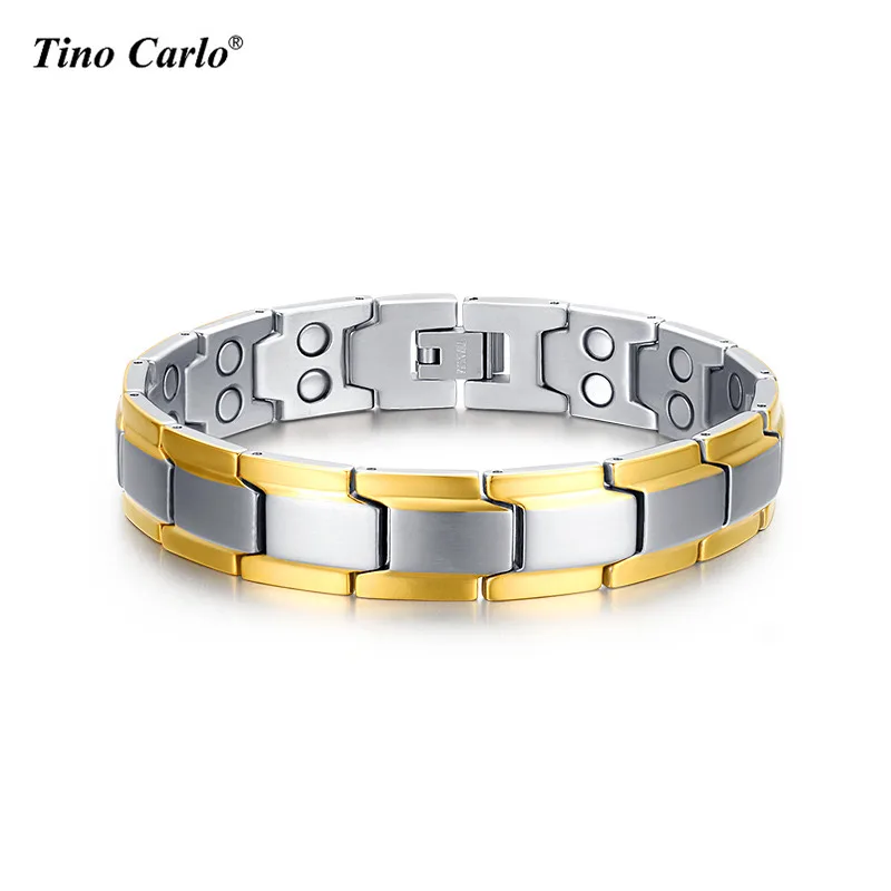 Health Bracelets for men Magnetic and Germanium Stainless Steel Metal ...