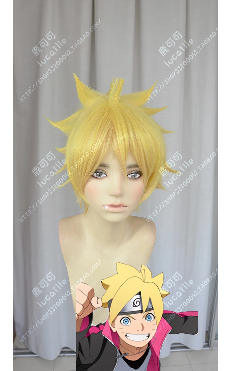 Uzumaki Boruto From NARUTO Short Golden Fluffy Layered Synthetic Hair ...