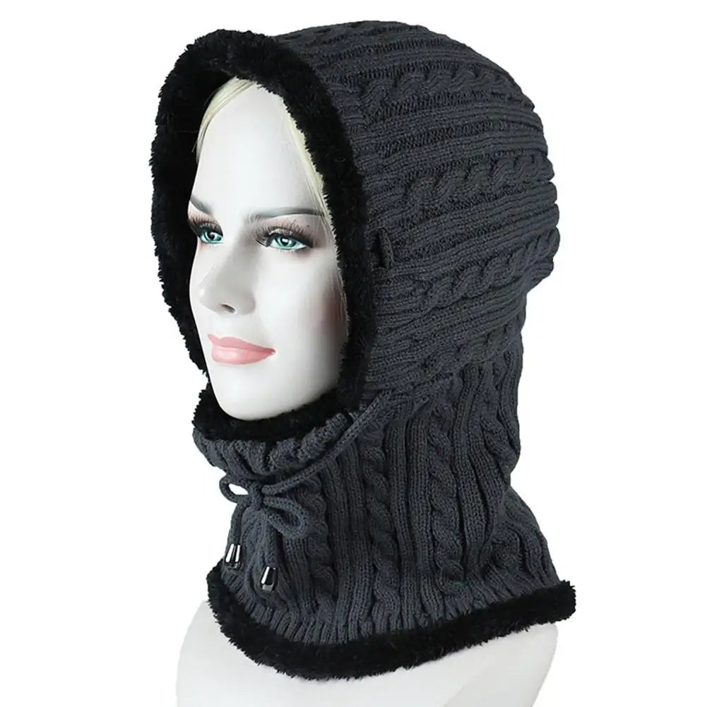 ZACOO Men/Women Warm Hood Hat Neck Warmer Knitted Plush Hood Scarf Cap ...