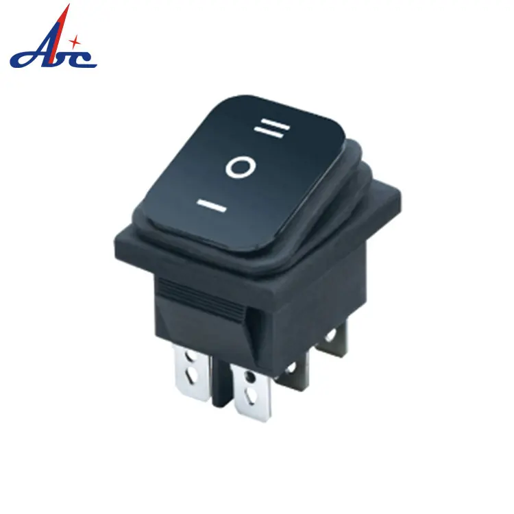 3 Position Black Square Head KCD2 Rocker Switch 4Pins IP65 ON OFF ON ...