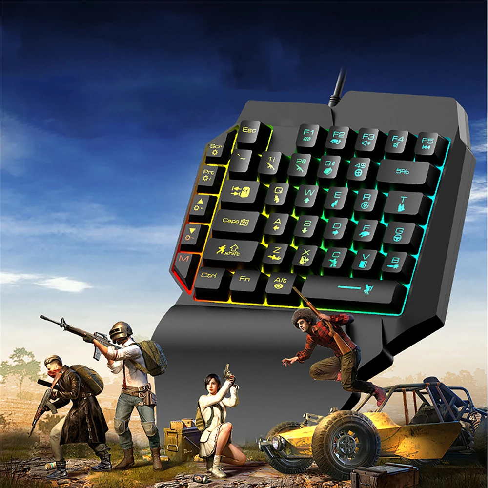39 Keys Rgb Backlit Keyboard For Pubg Left Hand One-handed Mobile ...