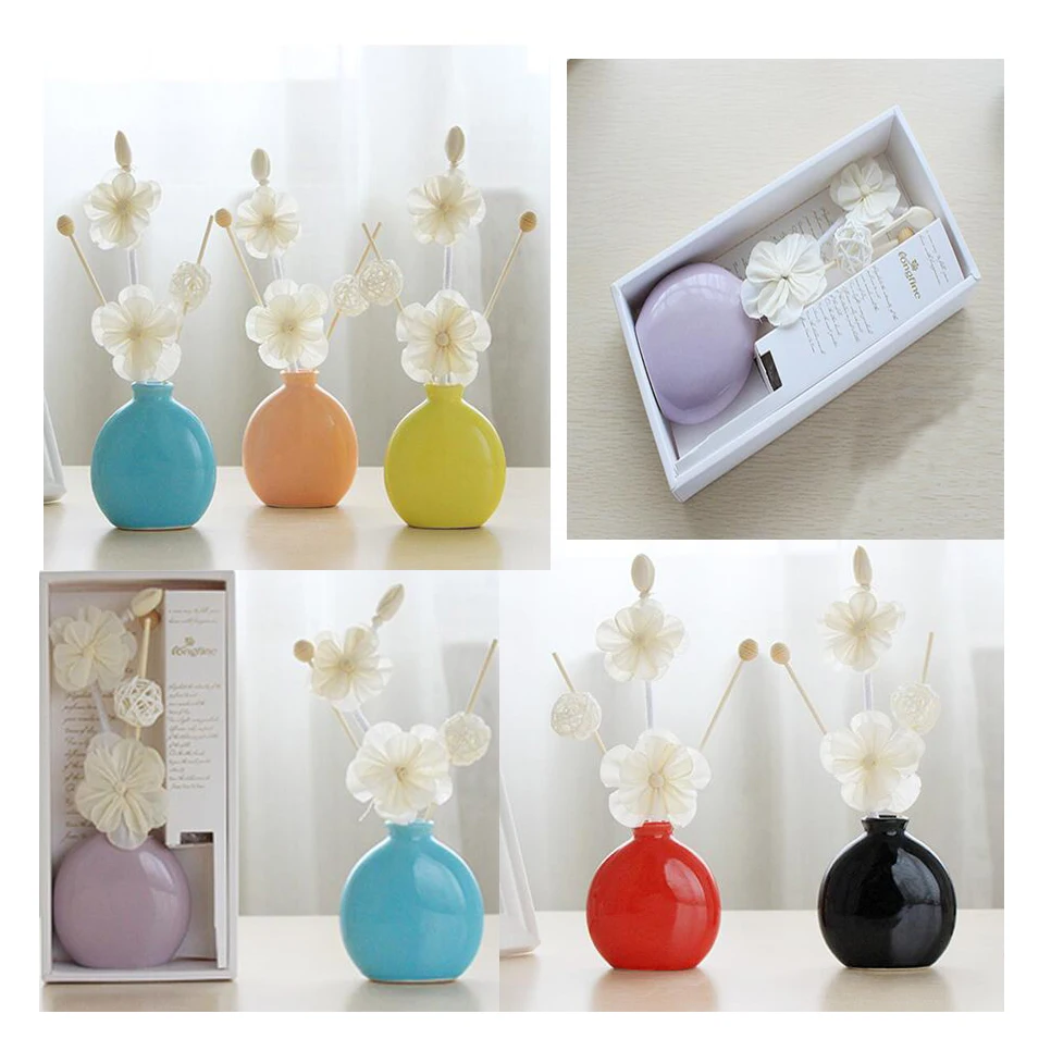 Reed Diffuser Sets Flat bottle suit Wood Dry Flower rattan Gift Set ...