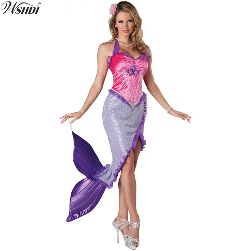Sexy Traje Fantasia De Halloween Traje Cauda De Sereia Ariel Princesa