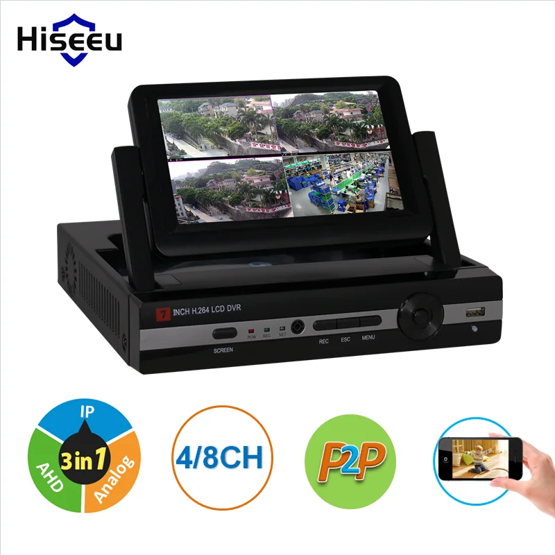 CCTV 4ch 8CH 1080N Digital Video Recorder with 7" LCD Screen Hybrid DVR ...