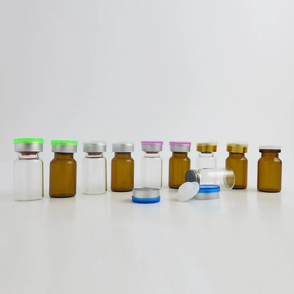 Empty 7ml Transparent Injection Glass Vials With Silicone Butyl Red ...