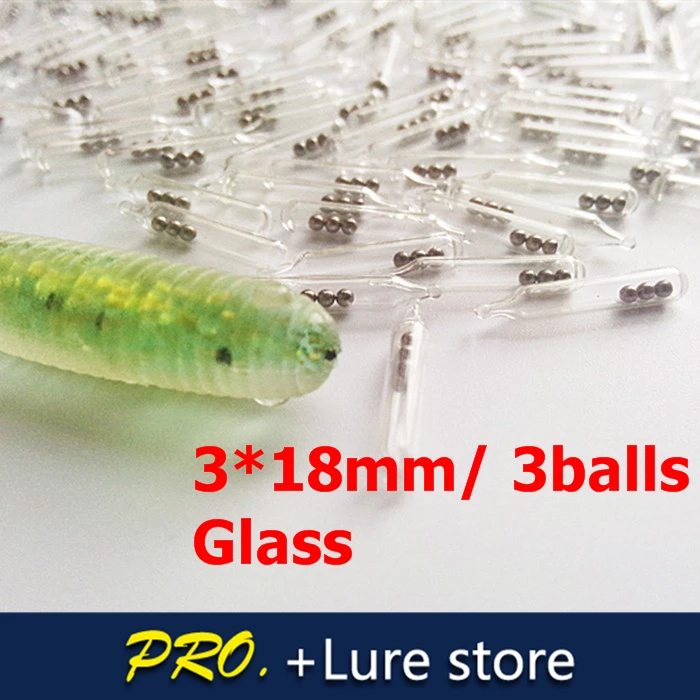 50pcs 3mm 4mm 5mm Fishing Accessories 3 Balls Tube Glass Lure Rattles ...