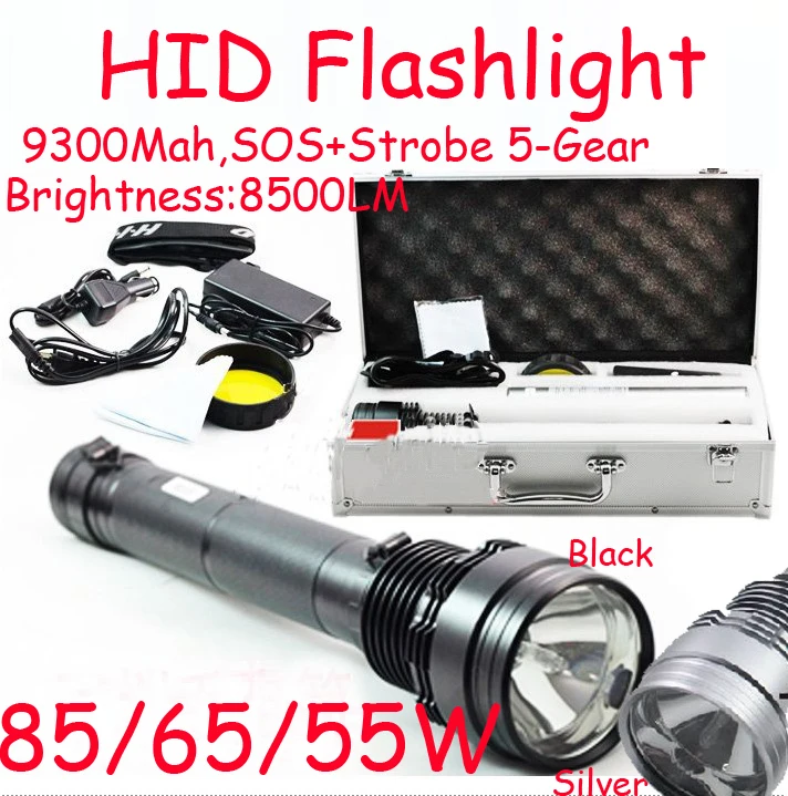 Free ship!HID Flashlight,85W 8500LM,1500M lighting distance,9~18V,6000K ...