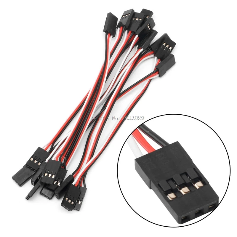 New 10Pcs 10cm Quadcopter Extension Servo Futaba Lead JR Male To Male ...