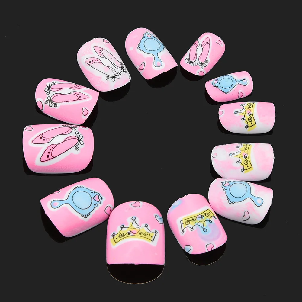 12 шт.-24 шт. поддельные ногти дети пресс-на накладные ногти мультфильм ...