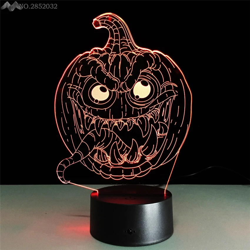 JW_Halloween Pumpkin Night Light 3D Lamps LED Colorful Gradient USB ...