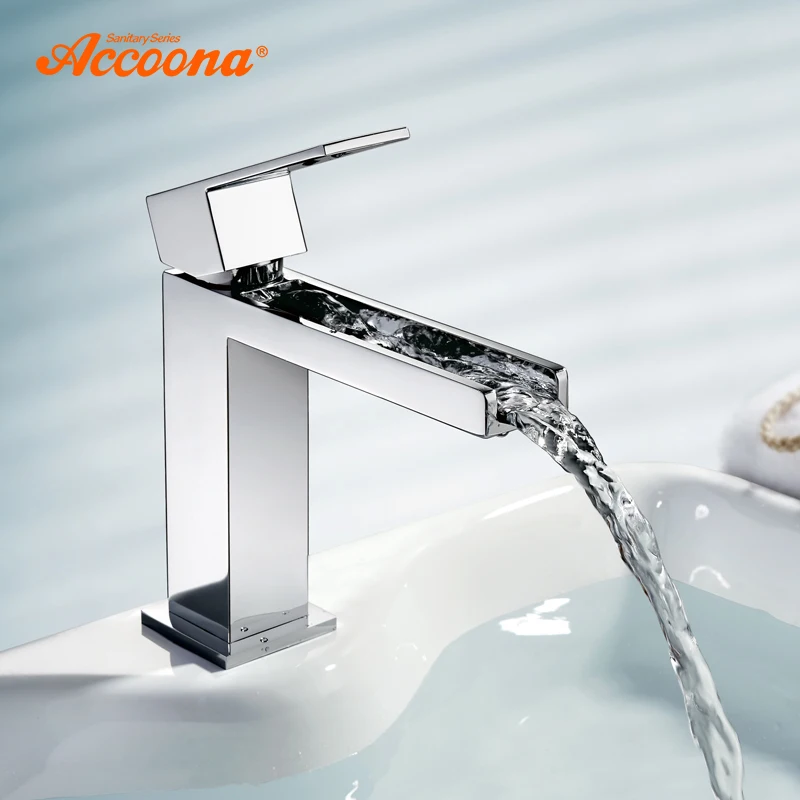 Accoona Waterfall Bathroom Faucet Chrome Polished Basin Mixer Tap Water ...