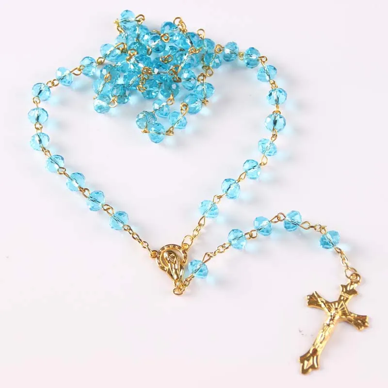 Necklace Religious Christian Ornaments Cross high quality crystal beads ...