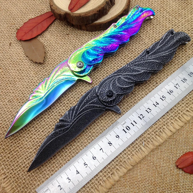 Real Beautiful Folding Knife Outdoors Hunting Pocket Knives Steel ...