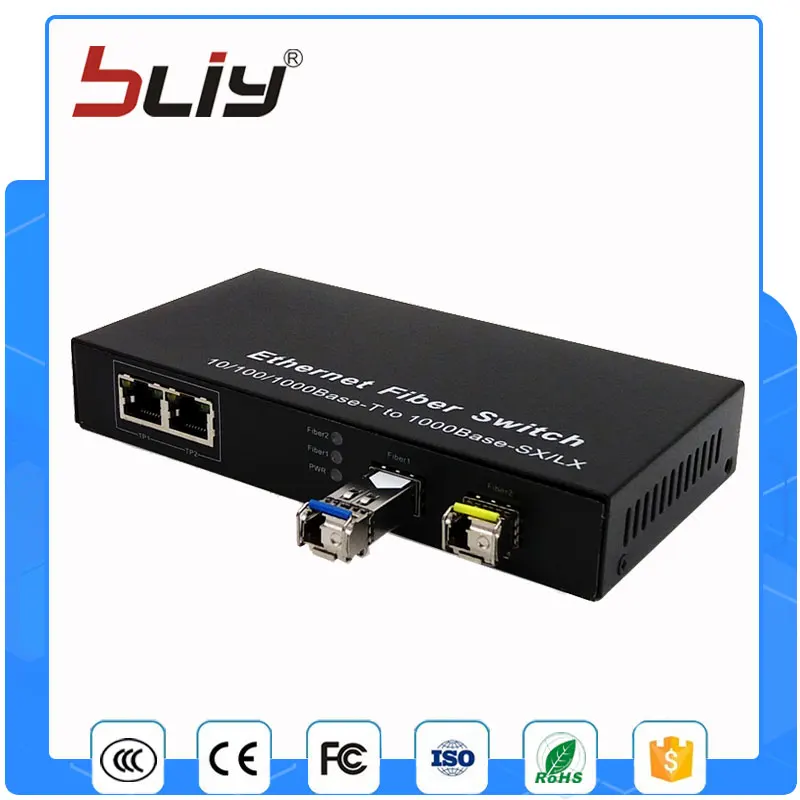 2 sfp port 2 rj45 Ethernet port gigabit sfp media converter with 1 pair ...