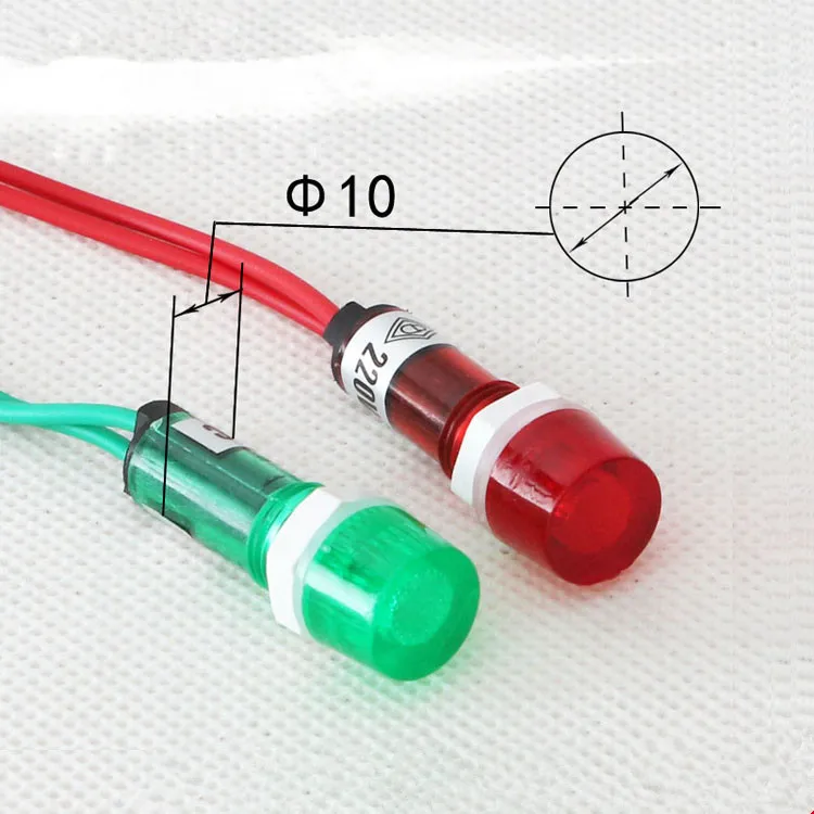 10Pcs AC 380V Neon Indicator Pilot Signal Lamp Red Green yellow Light w ...