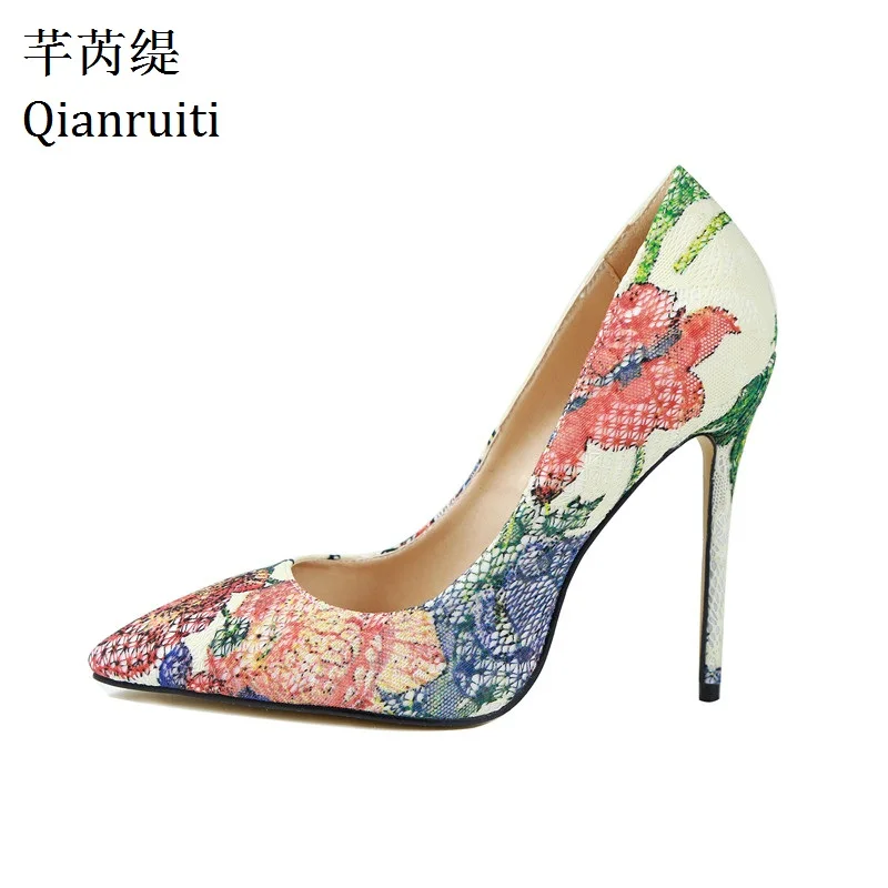 Qianruiti/весенне-летние разноцветные туфли на высоком каблуке с ...