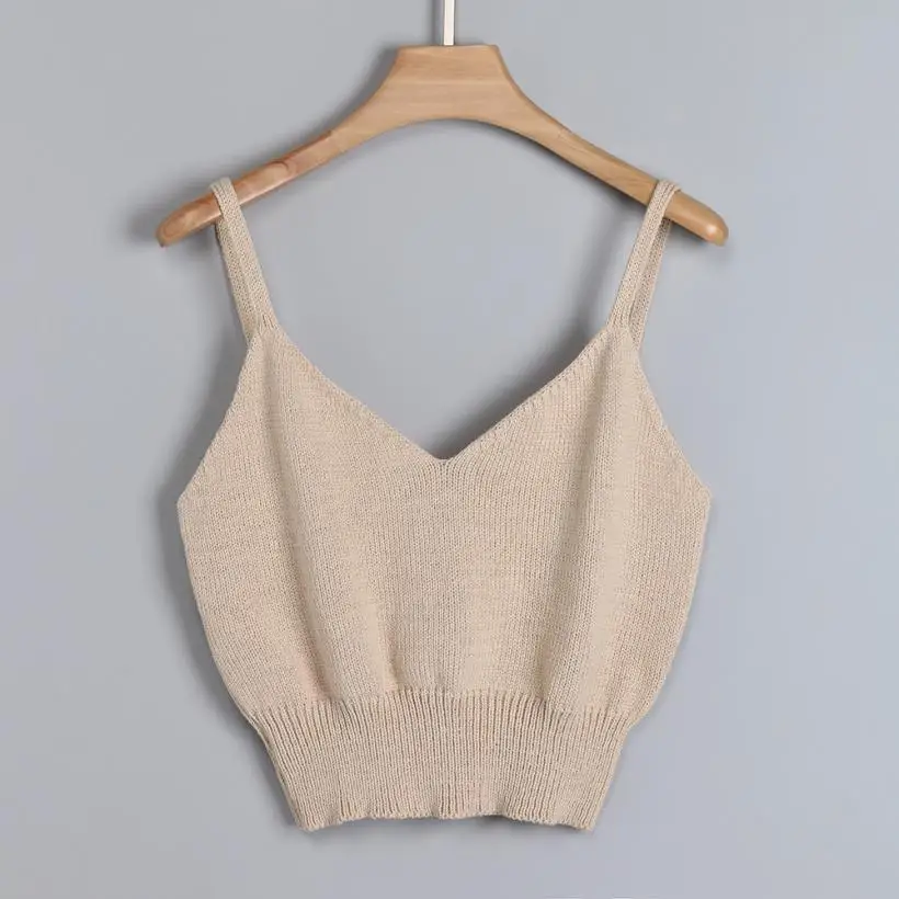 FEITONG, вязанные сексуальные майки, женские майки без рукавов с v ...