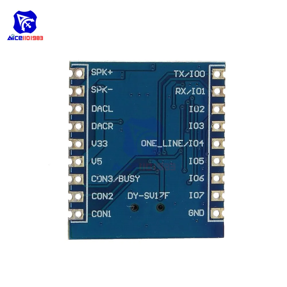 【KAMDSS015】diymore DY-SV17F Audio Module Mini MP3 Player 8Bit IO UART Trigger Micro USB Download ...