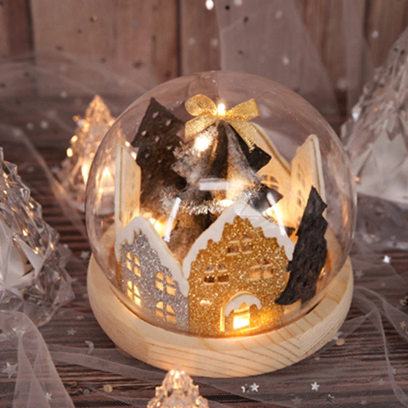 Manualidades Mini paisaje Navidad tema artesanía cubierta de cristal ...