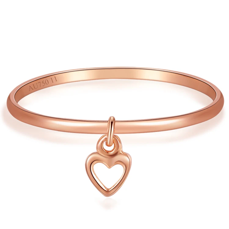 Authentic 18K Rose Gold Ring Classic Engagement Index Finger Gold Ring ...