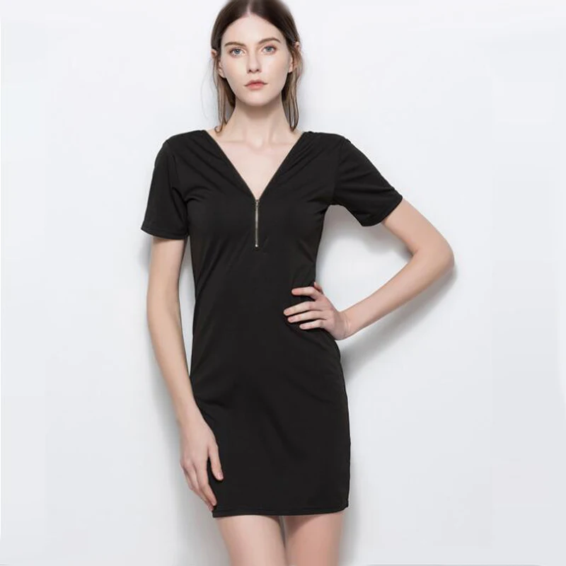 Fine Bodycon Mini Dress Little Black Short Sleeve Dresses For Women ...