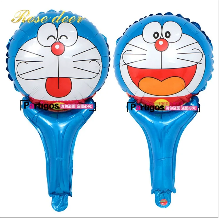 50pcs/lot Cute Doraemon cartoon hand held Foil balloon Balloons printed ...