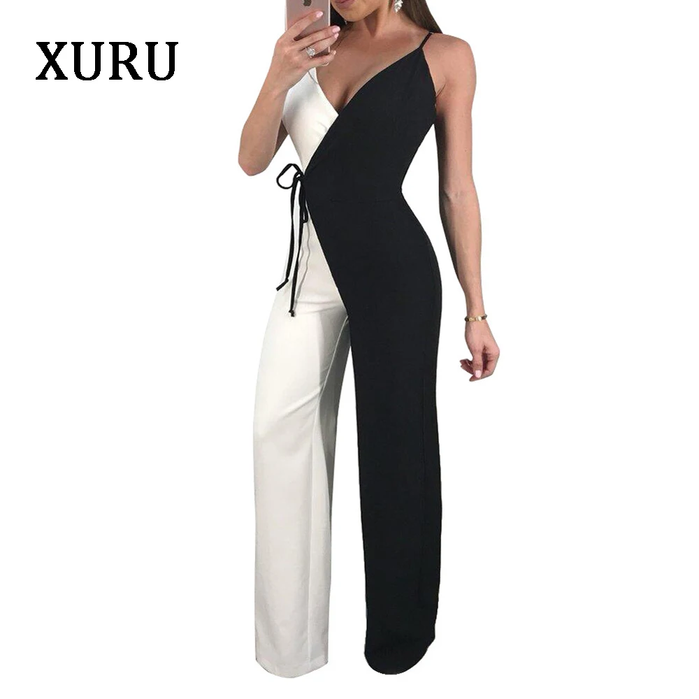 XURU Для женщин без рукавов широкие брюки комбинезоны комбинезон v ...